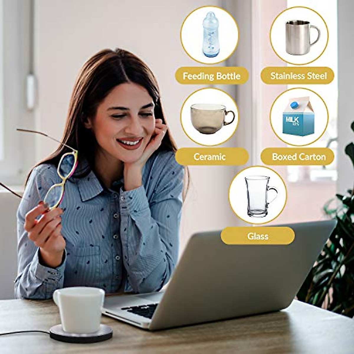 Coffee Mug Warmer for Desk - Electric Cup Warmer for Desk - 2-Setting Coffee Cup Warmer for Coffee - Safe, Easy-to-Use Mug Warmer Coffee Warmer for Desk Heated Coffee Mug DiviniTi (NO Mug Included)