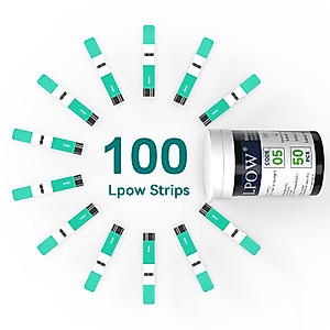 LPOW Blood Sugar Test Strips, 100 Count Test Strips for Diabetes, Use with LPOW Blood Glucose Monitor Only (Model: LPOW)