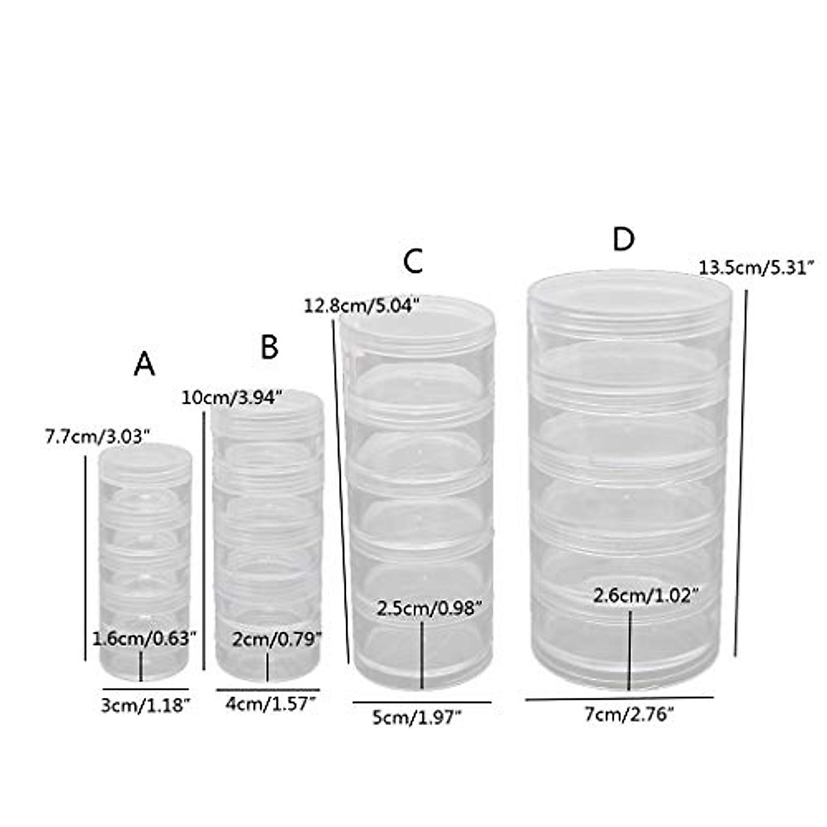 Diarypiece 5Pcs Clear Empty Stackable Plastic Cosmetic Container Pot Jars with Lids for Make Up, Eye Shadow, Nails, Powder, Gems, Beads, Jewelry (25mm high each)