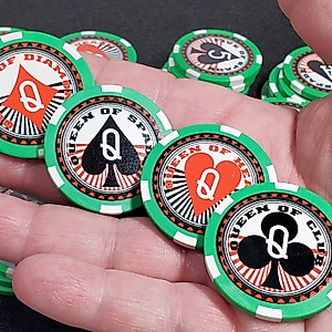 Poker Chip Cardians with Playing Cards Printed on Them - Perfect for Poker Runs - Includes Standard 52 Cards with 2 wilds & 1 Double Back