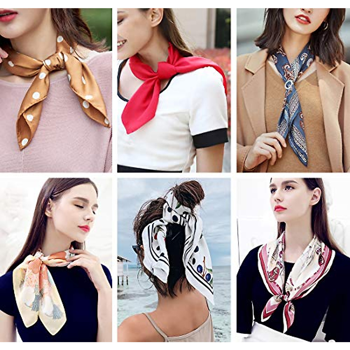 AOLIGE Hair Scarf Satin Head Neck Scarfs for Women (red), Medium