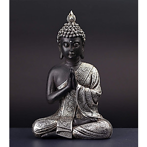 JORAE Seated Buddha Statue Buddhism Thai Meditating Home and Garden Decorative Sculpture Praying Collectibles Figurines, 9.5 Inches, Polyresin