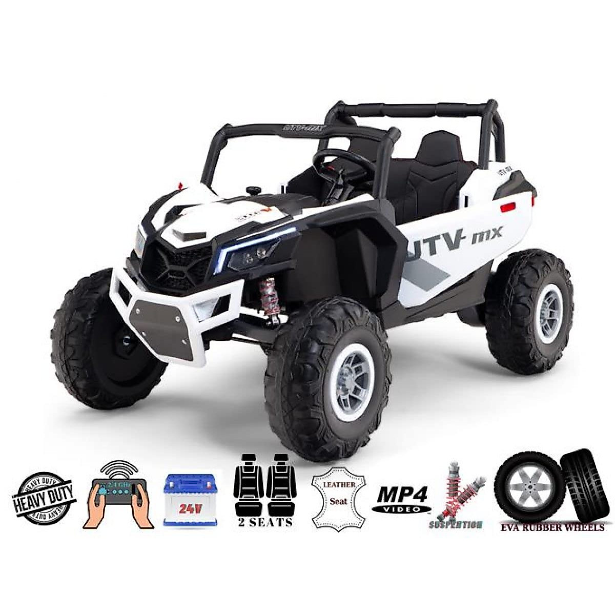 Next Generation 4X4 Upgraded Kids Ride ON CAR Power Wheel Quad Buggy UTV MX Side by Side RZR ATV 24V XL Rubber Tiers