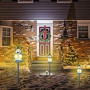 VANLOFE Solar Outdoor Lights with Stake, Solar Garden Santa Claus Snowman Cracked Glass Globe Lights, Waterproof Solar Powered Stake Light for Yard Garden Pathway Christmas Decorations