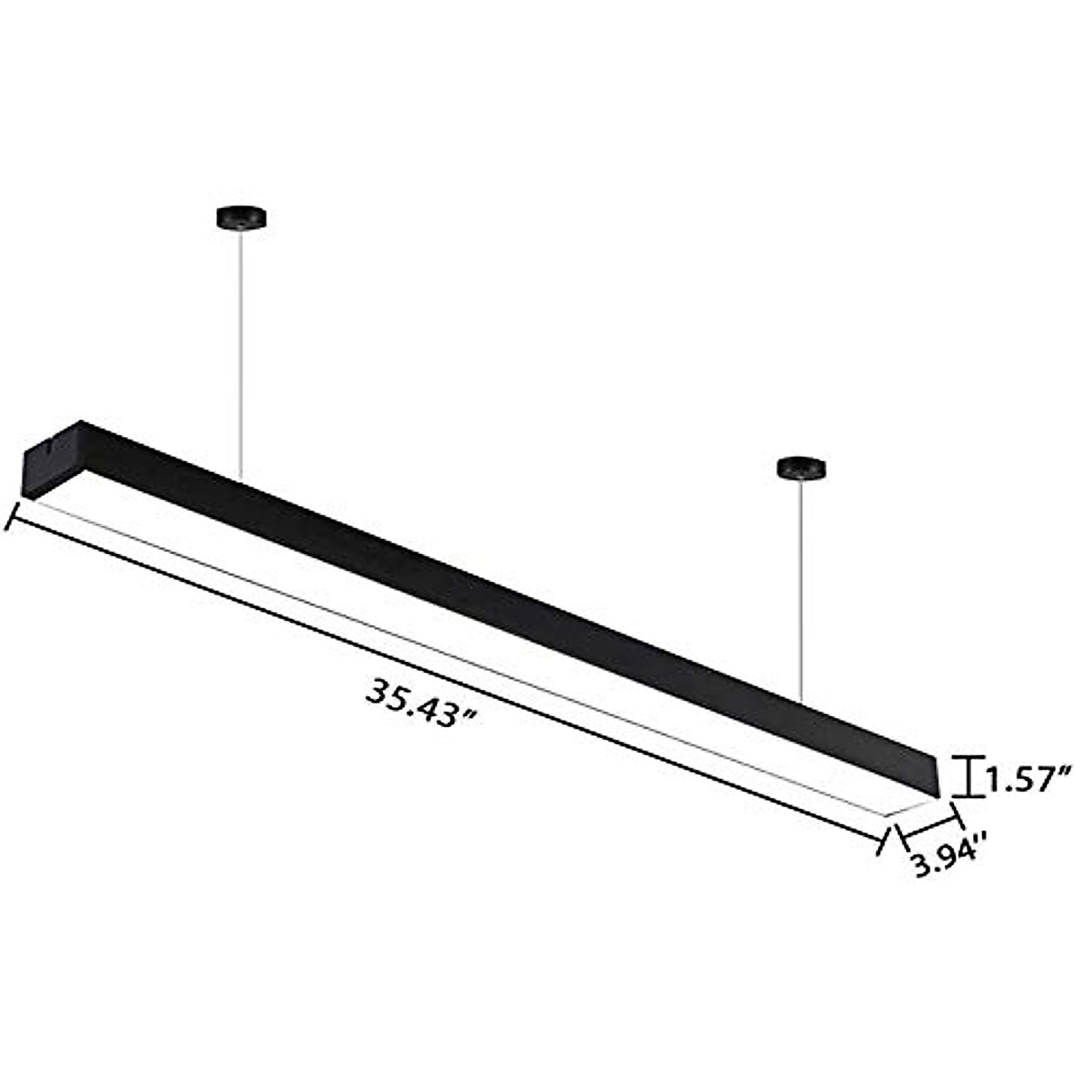 BAYCHEER Modern 35.43inches Linkable LED Office Lighting Fixture Long Strip Lamp Adjustable Hanging Lamp for Office Commercial Area barn Kitchen Garage Basement Black