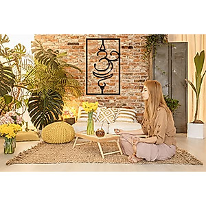 Breathe Sanskrit Symbol Metal Wall Decor, Om Yoga Symbol Wall Art, Yoga Meditation Home Decor, Zen Yoga Studio Decor, Yoga Lover Breathe Gift, Gift for Yoga Lovers (38.5 x 23.1” / 98 x 58 cm)