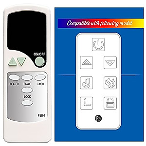 Replacement for FEBO Flame Electric Fireplace Remote Control E3001 ZHS-30-B 384-15A-20-13E F18-I-008-018C F15-I-005-009 15IN-23-100 F15-I-005-031B 14IN-28-078 ZHS-32-D
