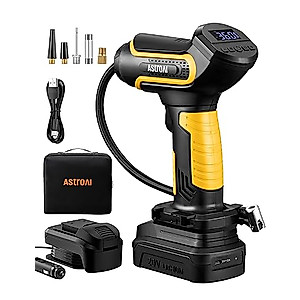 AstroAI Tire Inflator Air Compressor Cordless with 20V Rechargeable Li-ion Battery 150 PSI Portable Handheld Air Pump with 12 V Car Power Adapter for Cars Motorcycles LS40791（C1）