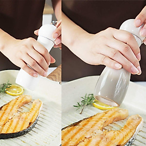 Pepper Grinder, Salt and Pepper Grinder, Salt Grinder, Elegant Wood Salt and Pepper Mill, Ceramic Grinder Core, Refillable Manual Spice Mill Adjustable Coarseness Salt Pepper Grinder