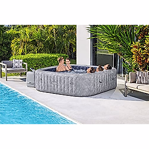 Bestway SaluSpa San Francisco HydroJet Pro Inflatable Hot Tub Spa | Large, Square Portable Hot Tub with Cover | Features Filtered Heated Water System and 180 Jets | Fits 5-7 People