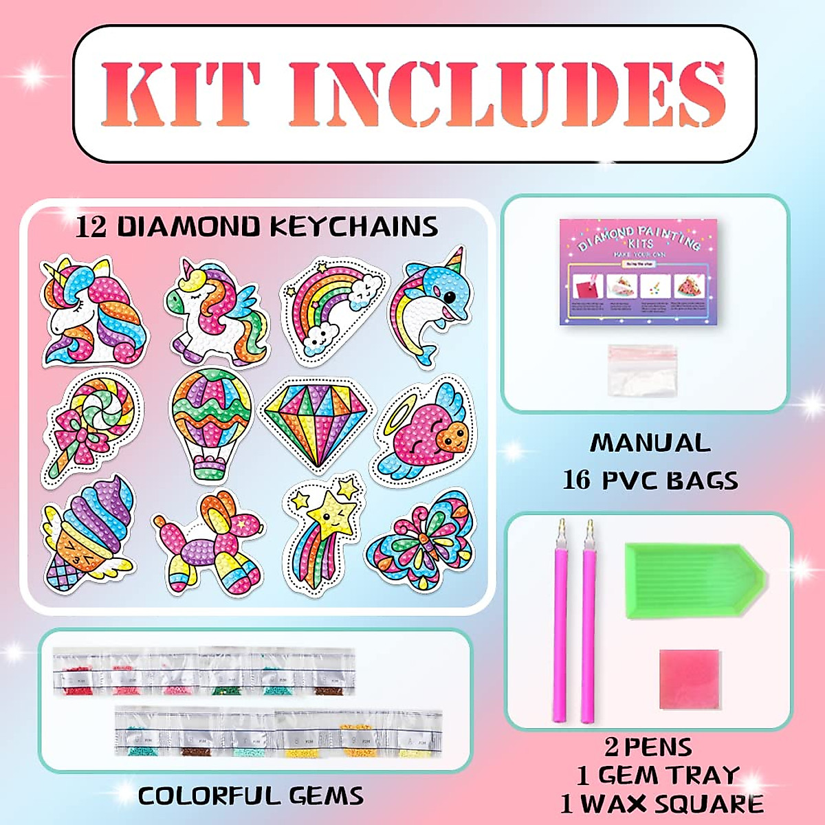 5D Diamond Painting Kits For Kids - Make Your Own GEM Stickers - Arts and Crafts for Kids,Girls and Boys - Gem Art Painting Kits - Gift Ideas for Girls Crafts Age 4,5,6,7,8,9,10-12,6-8(Magical)