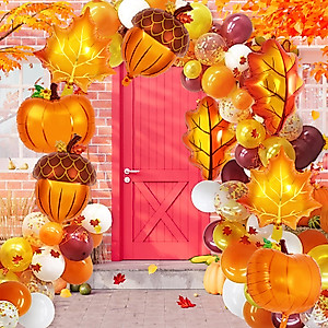 20 Pcs Fall Balloons,Thanksgiving Foil Balloons Big Pumpkin Maple Leaves Acorn Balloons Autumn Theme Decorations for Birthday Baby Shower Wedding ThanksGiving Party Decor