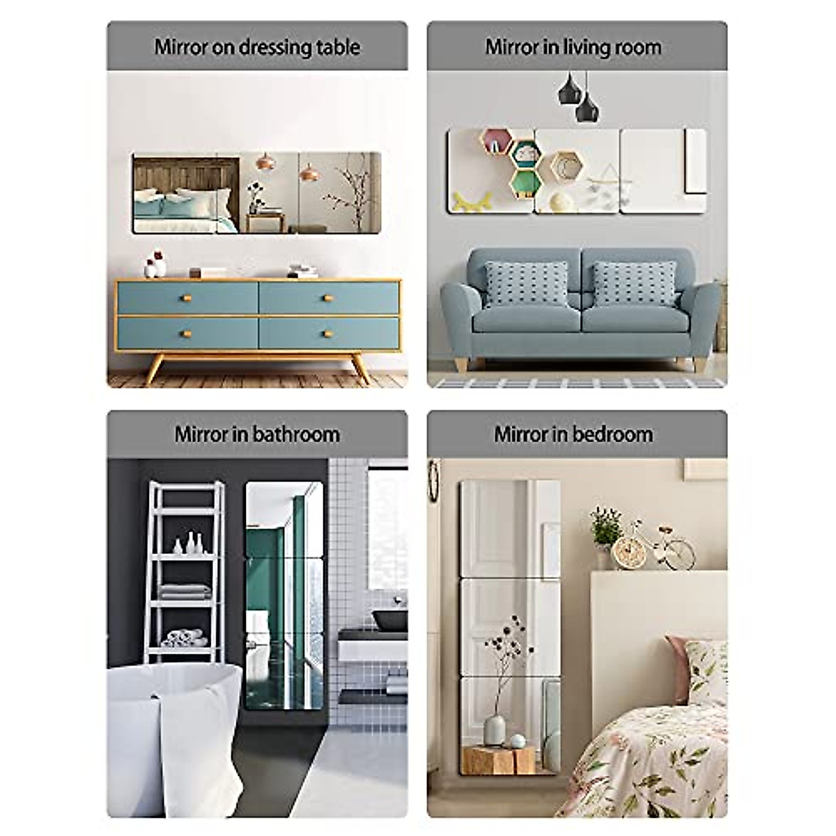 NC Plexiglass Acrylic Soft Mirror Non-Glass shatterproof Mirror Full Length Mirror Wall Mirror Frameless Home Fitness Mirror 4 Pcs 12"x12" cyhqo