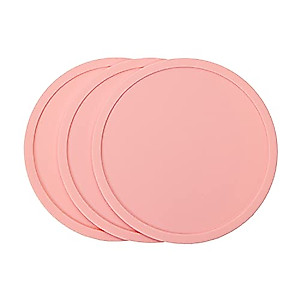 ONLYKXY 3 Pieces 3.93 Inch Silicone Coasters, Round Coasters for Drinks, Beverage Coffee Tea Coaster (Pink)