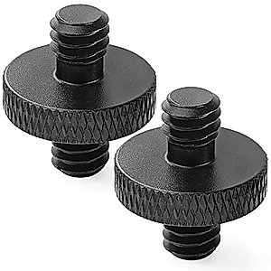 1/4" Male to 1/4" Male Threaded Tripod Screw Adapter Double Sided Standard Mounting Thread Converter for Camera Cage Mount (2 Pack)