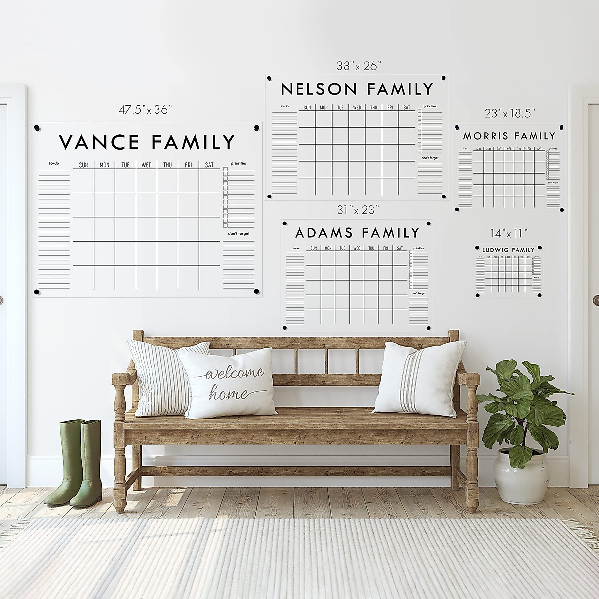 Large Acrylic Calendar, Dry Erase Monthly Acrylic Calendar, Dry Erase Wall Calendar