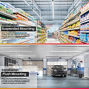 TychoLite 8FT LED Shop Light, 100W 12500lm, 5000K Daylight, Compact Black 8 Foot Commercial Lighting Fixtures for Workshops, Garage, Office, Surface/Suspension Mount, with 5FT Cord Switch, 8 Pack