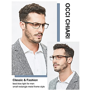 OCCI CHIARI Anti Blue Light Glasses for men - Computer Glasses Men - Black Eyewear Frame - Game Glasses for Men