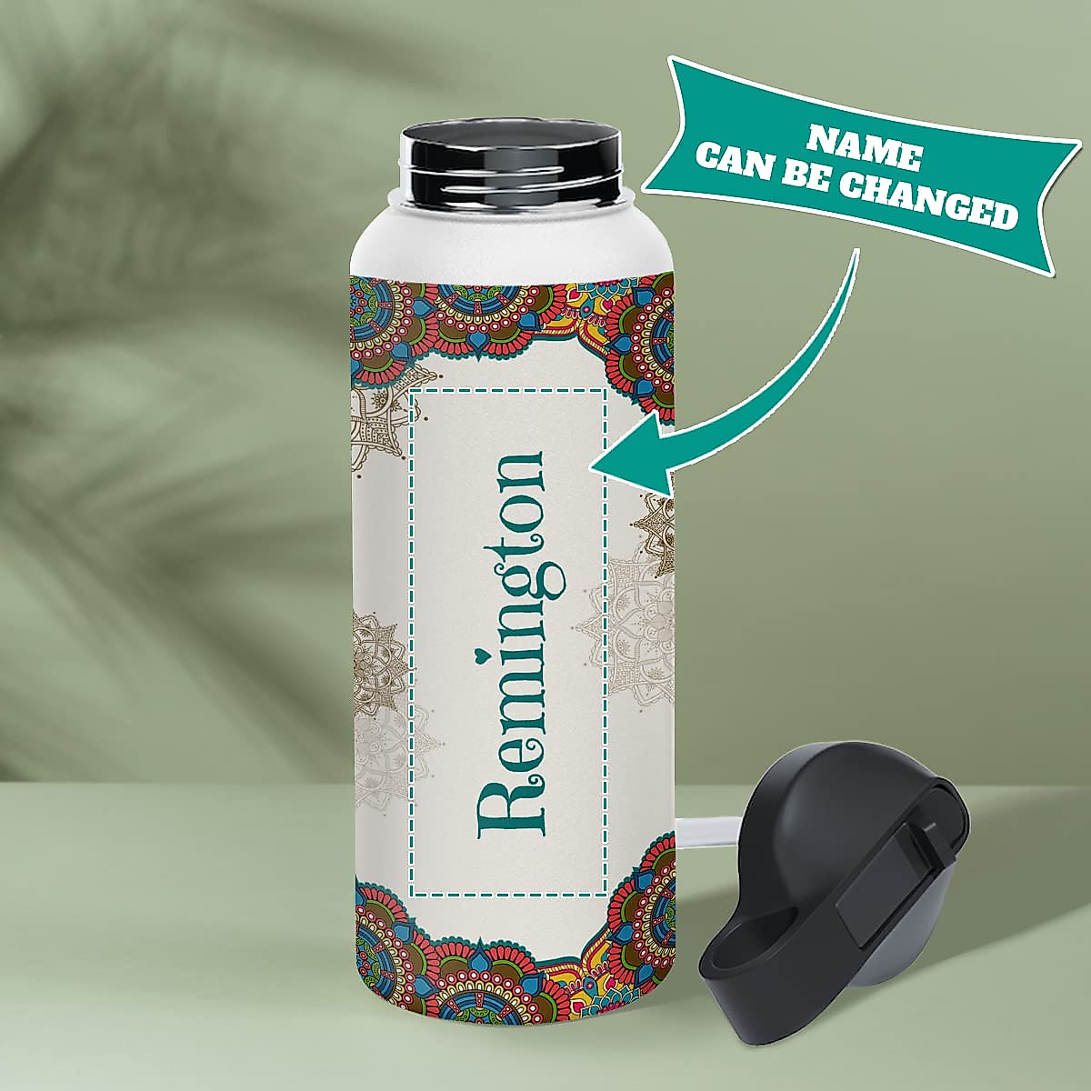 winorax Turtle Water Bottle Personalized Sea Turtles Mandala Stainless Steel Insulated Sport Sports Bottles 32oz 18oz 12oz Custom Name Birthday Christmas Customized Gifts For Women Girls Stuff