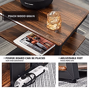 FITUEYES Design 4-Tier AV Media Stand Corner Shelf Stand Wooden Corner Shelves Component Cabinet Stereo Rack Audio Tower with Height Adjustable Wooden Shelves for/Apple Tv/Xbox One/ps4 (Walnut)