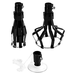 QWORK Professional Light Bulb Changer Kit - 3 Piece Set - Extension Pole Compatible, for High Ceiling Incandescent Bulbs with Standard, Floodlight & Recessed Changer, Secure Bulb Replacement Tool