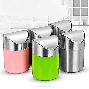 litymitzromq Durable Household Kitchen Trash Can,Mini Trash Bin Dustbin Swing Lid Kitchen Worktop Desktop Waste Rubbish Trash Can Silver