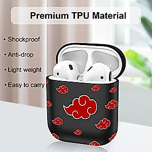 Phragmize for Airpod 1/2 Generation Case Anime with Red Cloud Lanyard Keychain, Cool Cartoon Cute Design Anime Airpods 2nd 1st Generation Case Cover Unique TPU Process Soft Cover for Apple AirPod 2&1