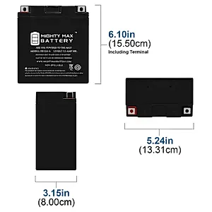 Mighty Max Battery YB12A-A 12V 12AH Battery Replaces Honda CB350 Super Sport Four 68-74
