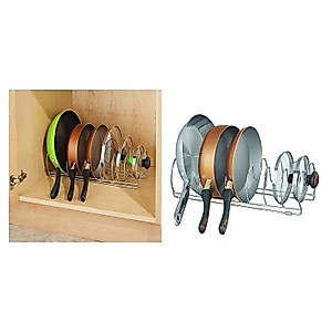 InterDesign Classico Kitchen Cabinet Storage Organizer for Skillets; Pans - 17"; Chrome