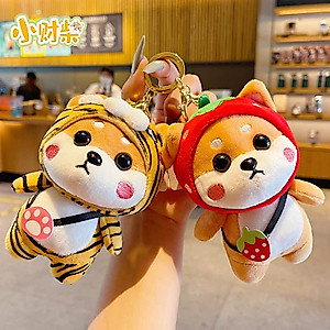 BONICI Men Women Creative Cute Lovely Cosplay Costume Play Changing Clothes Shiba Inu Dog Pendant Keychain Key-Chains Keyring Gift Pendant Handbag Tote Purse Backpack Decoration Car Key -Rabbit