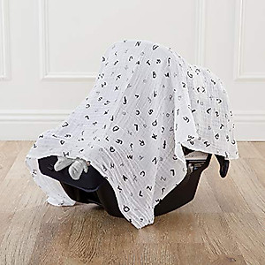 American Baby Company New Baby Welcome Kit with Muslin Cotton Swaddle Blanket & Fitted Pack N Play Playard Sheet, Alphabet, for Boys & Girls