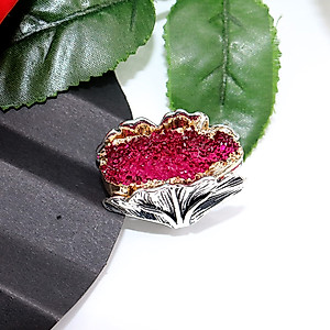 FUAHXYES Retro Resin Crystal Stone Cocktail Rings Gothic Hip Hop Punk Crystal Engagement Wedding Statement Rings Uniquely Stylish Jewelry Gifts for Women (Red, 9)