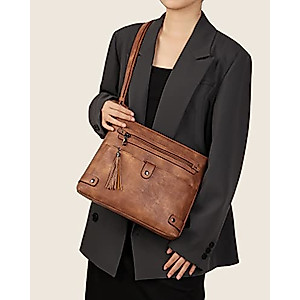 FADEON Large Crossbody Bags for Women Crossbody Purses Ladies Designer lightweight PU Leather Shoulder Bag with Tassel