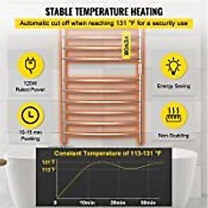 VEVOR Heated Towel Rack, 10-Bar Curved Design, Wall-Mounted Electric Towel Drying Rack with Built-in Timer, Polishing Brushed Stainless Steel for Bath, Plug-in/Hardwired, UL Certified, Silver