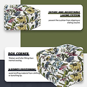 RACLVAY Outdoor Chair Cushions, Outdoor Cushions 19x19 inch, Patio Chair Cushions Seat Pads, Indoor Full-Length Ties for Non-Slip Support, Plump Filling, Premium Thick Fiber, Set of 2, Butterfly