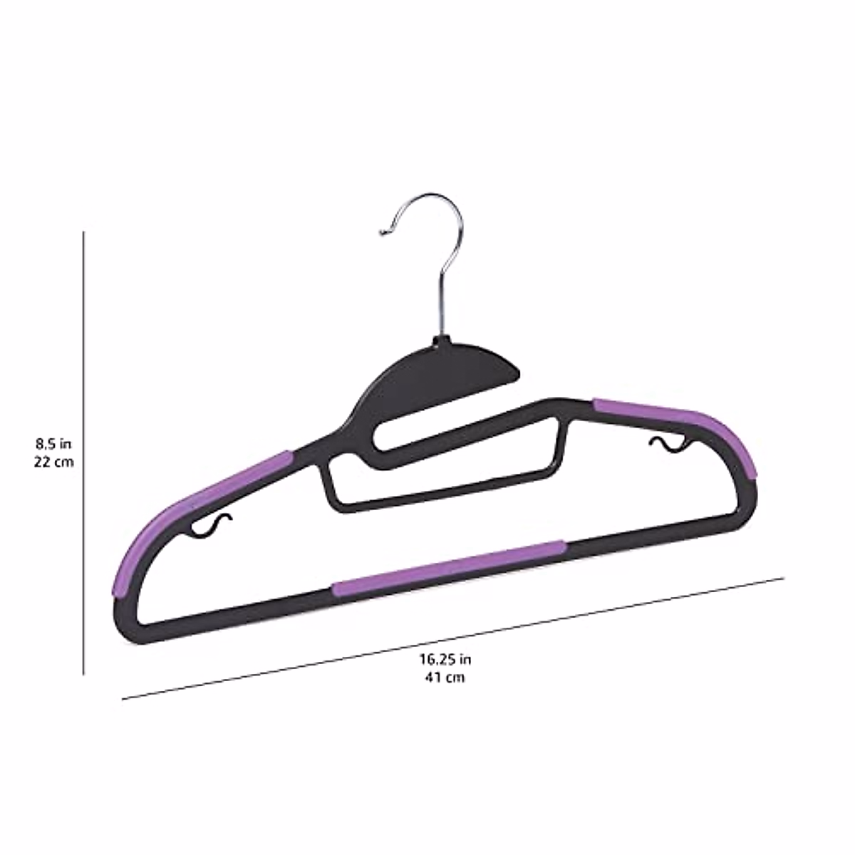 Amazon Basics Rubber Coated Plastic Hangers - Black/Purple, Pack of 50