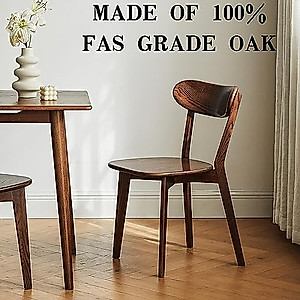 Grewood Oak Wood Dining Chairs,Mid Century Modern Dining Chairs with Comfortable Curved Backrest,Wood Chairs for Kitchen,Dining Room (2, Walnut color)