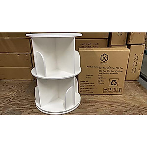 2 Tier 360° Rotating Stackable Shelves Bookshelf Organizer (White) - Intexca