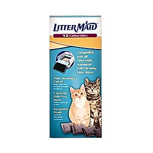 LitterMaid Odor Absorbing Litter Box Carbon Filters, 12 Pack, White