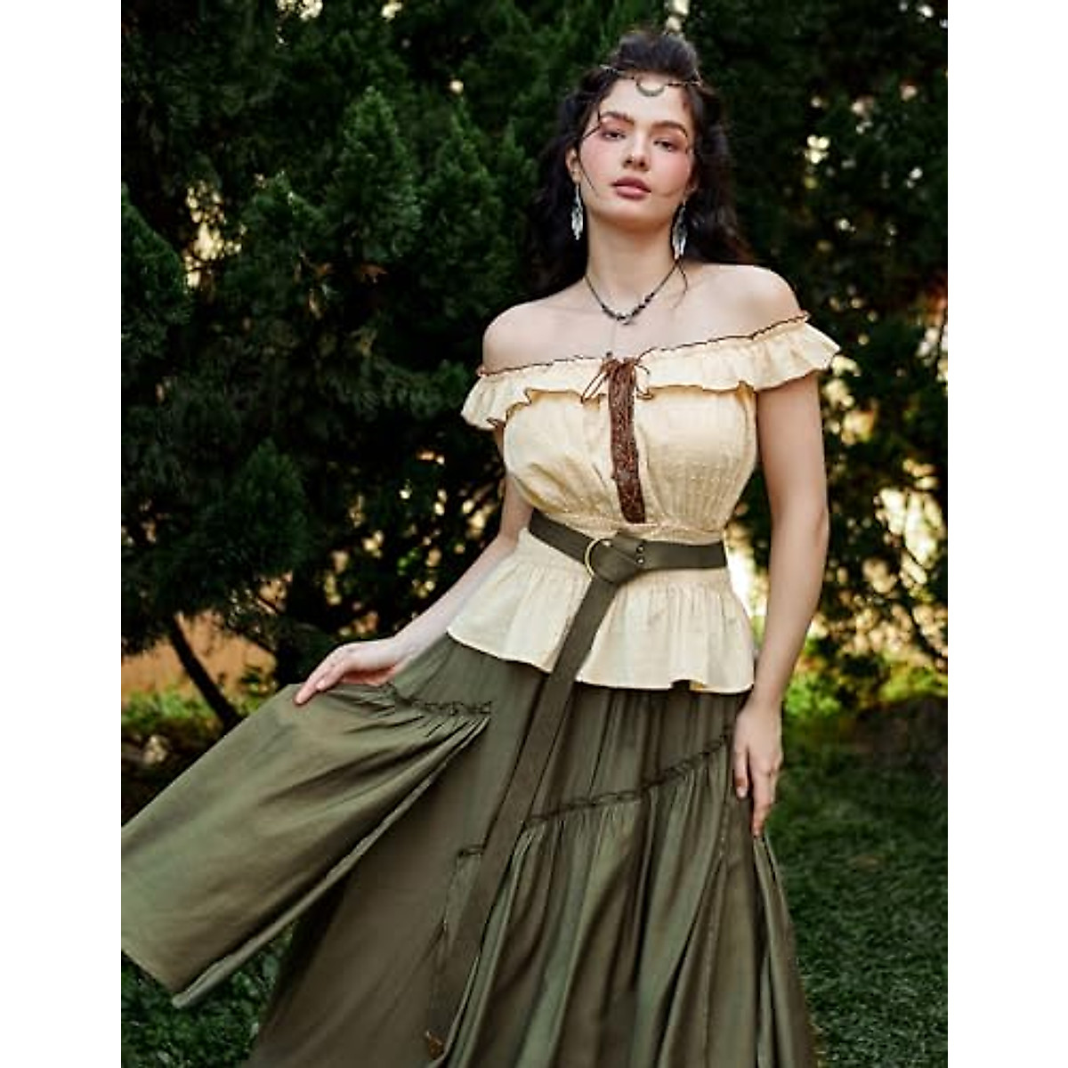 Scarlet Darkness Renaissance Pirate Leather Ring Belt Goth Retro Belt Green