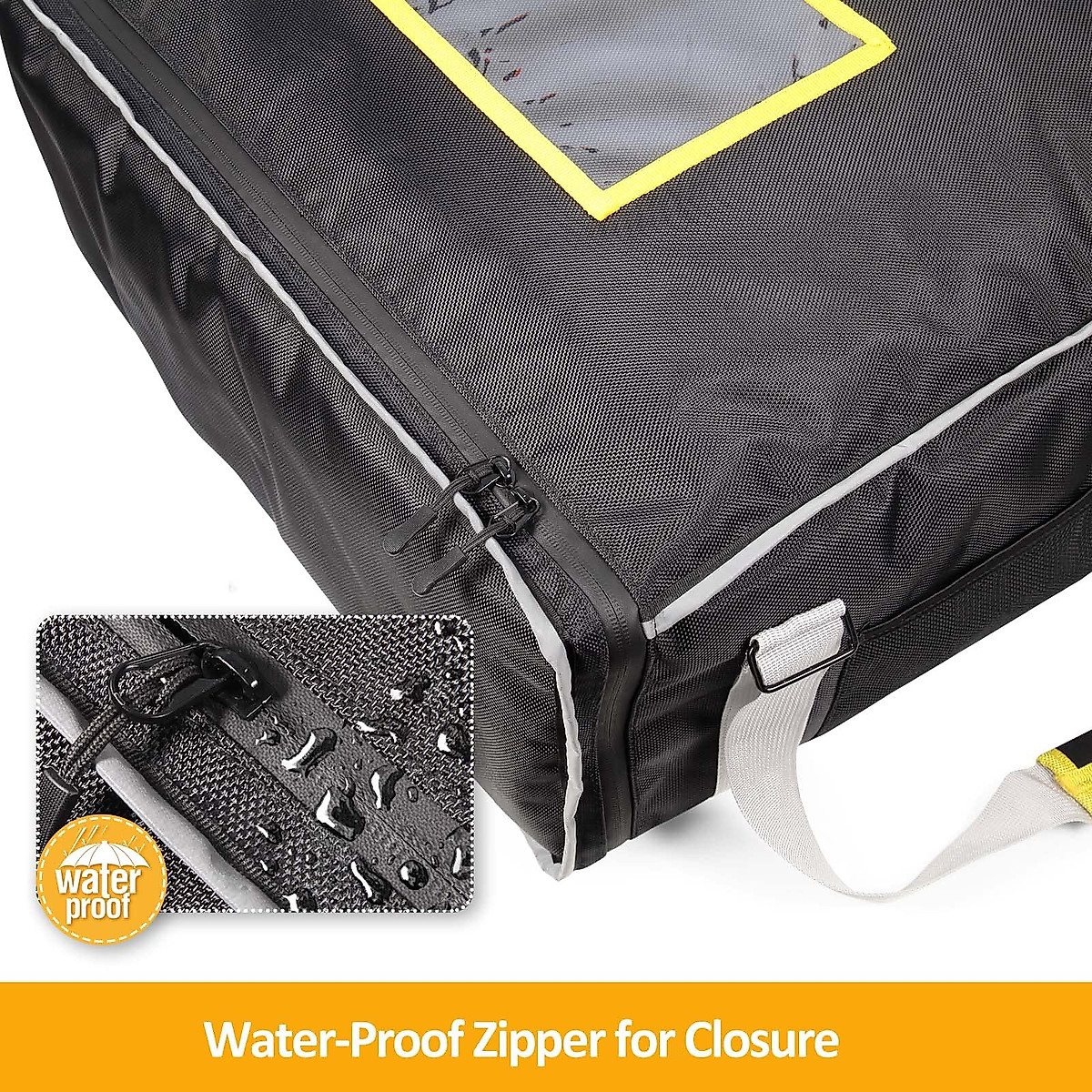 Semmiro Insulated Pizza Delivery & Warmer Bag, Breathable Silk-Floss Padding to Retain Heat & Release Steam, Waterproof Zipper Closure, Fits 3pcs 18" Pizza / 4pcs 16" Pizza, 21.5" x 19.75" x 8.5"