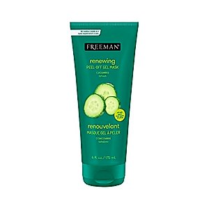 FREEMAN Renewing Cucumber Peel-Off Gel Facial Mask, Face Mask Refreshes Skin, Aloe Soothes & Moisturizes, Get Rejuvenated Skin, For Normal & Combination Skin, 6 fl. oz./175 mL Tube