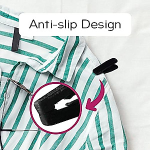 Sleek Pick Premium Velvet Hanger Clips, Black, 20 Pack, 2.25" x 0.87" Non-Slip Grip Felt Plastic Hangers Clip, Heavy Duty, Closet Space-Saving Pants Skirt Clothes Hangers Clip, Clothes Hanger Clip