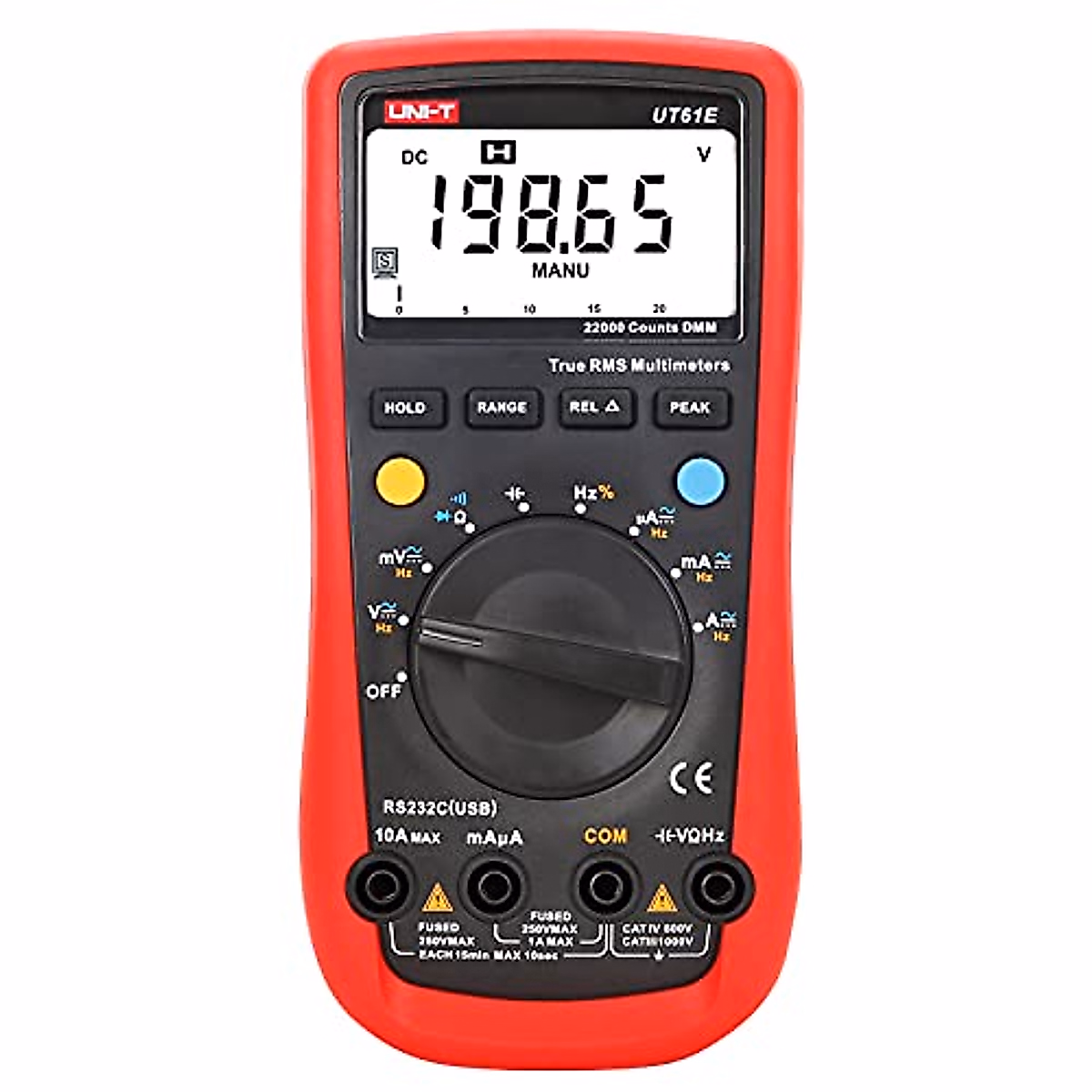 UNI-T UT61E Digital Multimeter True RMS Peak Meter PC Connect AC DC Voltage Relative Mode 22000 Counts Data Hold Auto Range