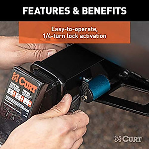 CURT 23506 Right-Angle Trailer Hitch Lock, 1/2-Inch Pin Diameter, 5/8-Inch Adapter, Fits 1-1/4 or 2-Inch Receiver