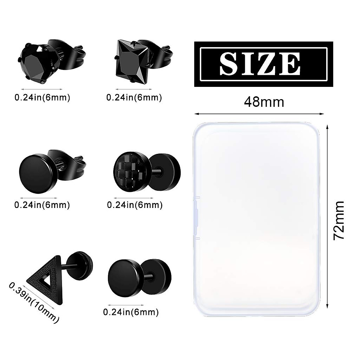 ONESING 12 Pairs Earrings for Men Black Stud Earrings Mens Earrings Black Hoop Earrings Stainless Steel Earrings Set Jewelry Piercings for Men Women