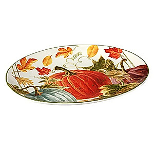 Certified International Autumn Harvest Oval Platter, 16" x 12", Multicolor