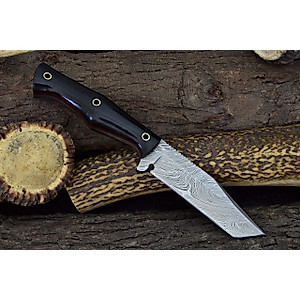 Knives Ranch Fixed Blade Knife with Black Burlap Micarta Handle & Heavy-Duty Leather Sheath (2081-M)