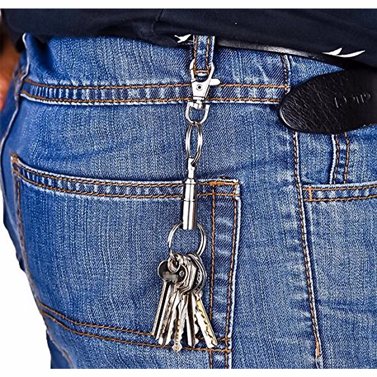 erioctry 2 Pcs Heavy Duty Dual Key Ring Detachable Pull Apart Snap Lock Holder Keychains, Silver