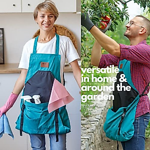 Grace and August Garden apron - Gift the ultimate gardening tool -100% Natural Canvas gardening apron for women with pockets (Coriander)